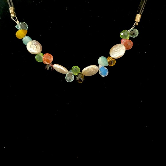 Jewelry | Double Black Cord Choker With Assorted Color Stones And Beads ...